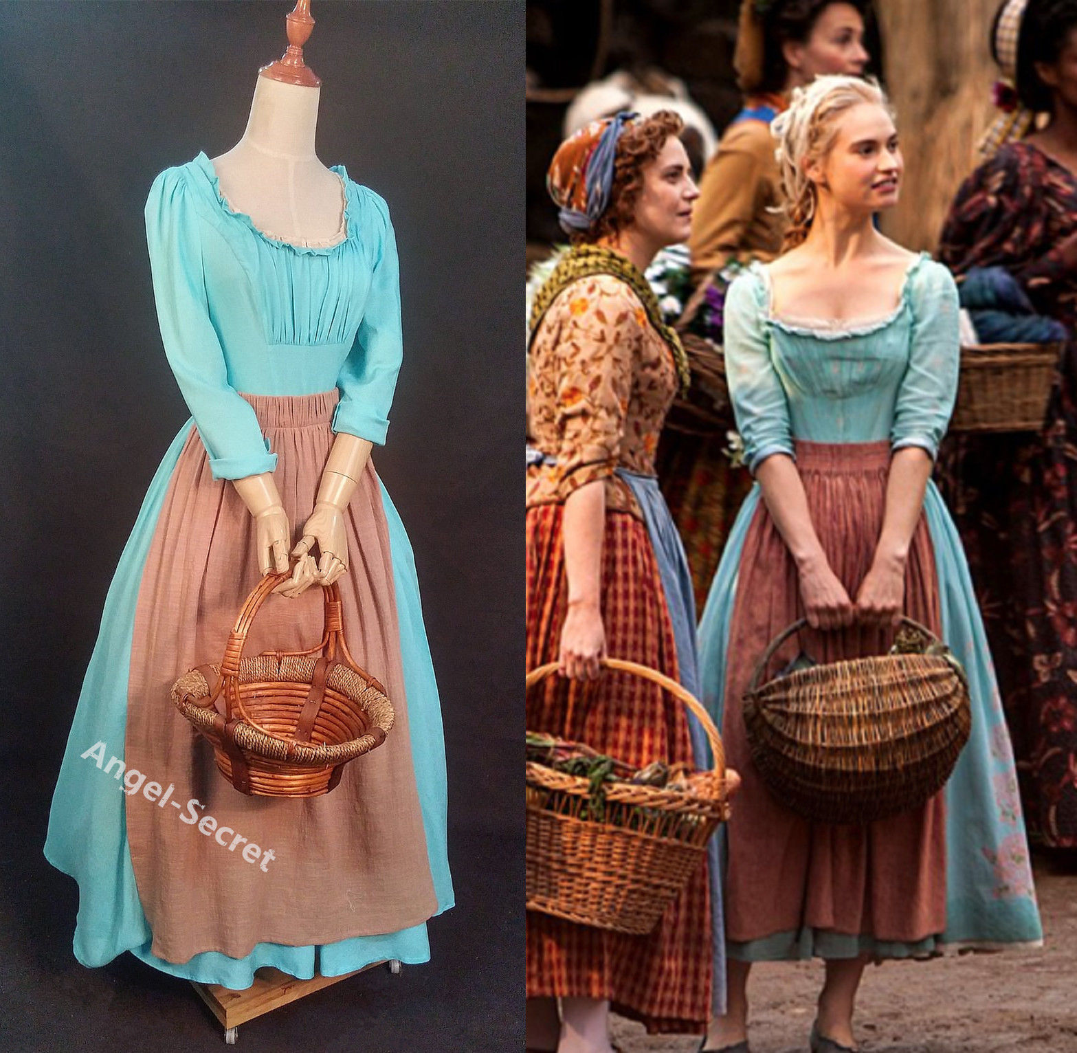 Pw007 2015 Cinderella Adult Cosplay Costume Casual Blue Dress Women