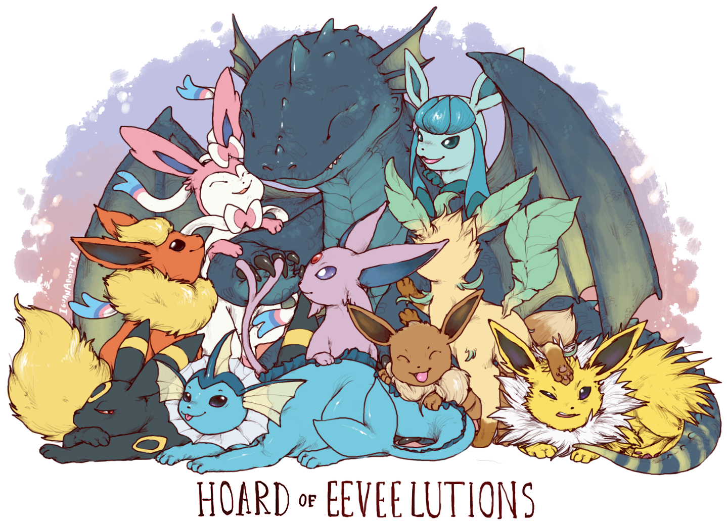Hoard of Eeveelutions Dragon by IguanaMouth | Cute dragons, Art, Cute drawings