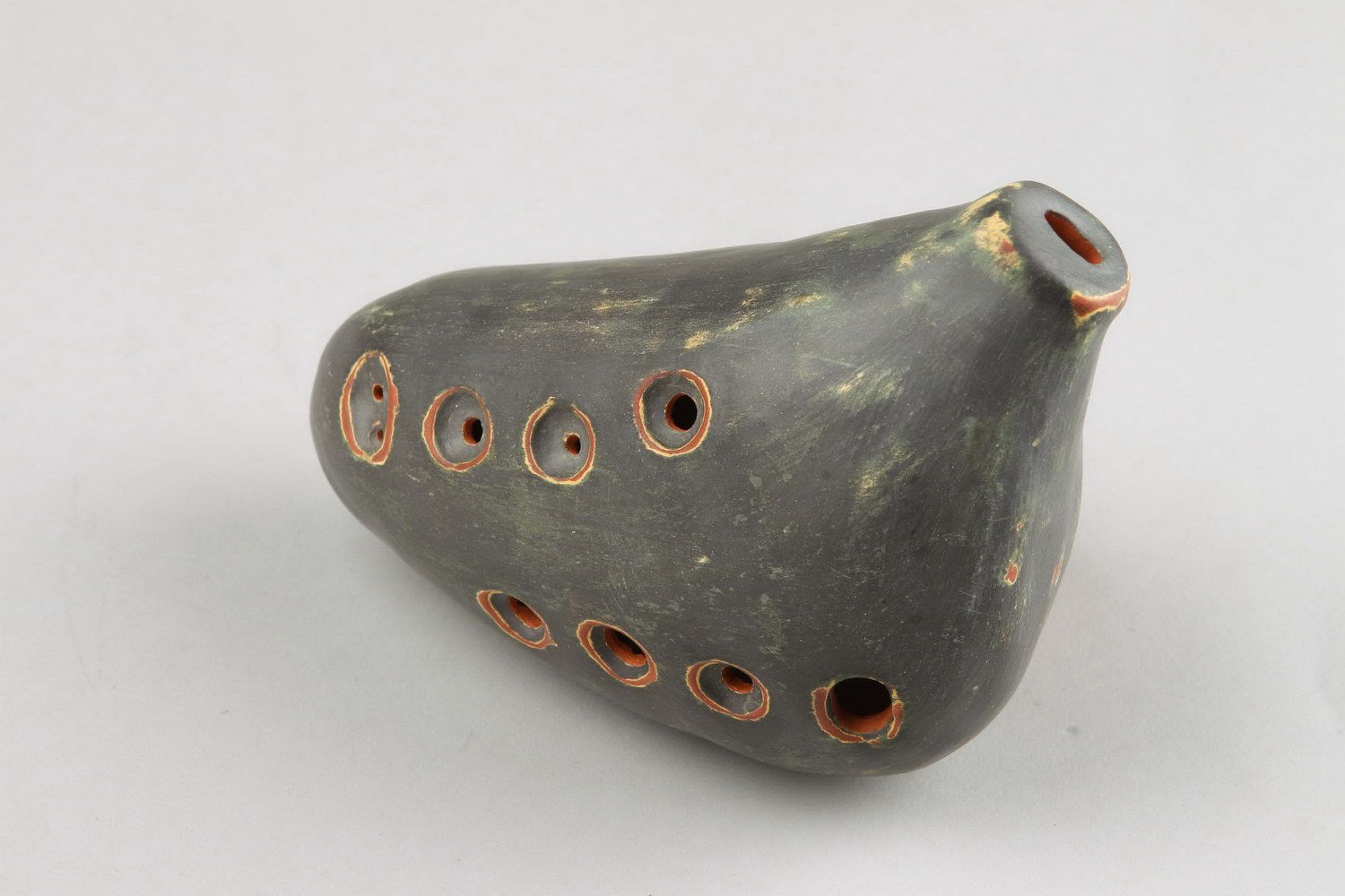 Handmade clay ethnic ocarina globular flute with 8 holes folk style ...