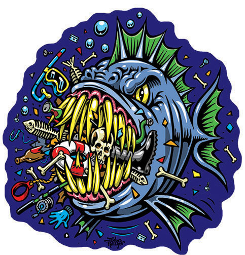 Bad Fish sticker (full color shaped vinyl) · Jimbo Phillips webstore ...