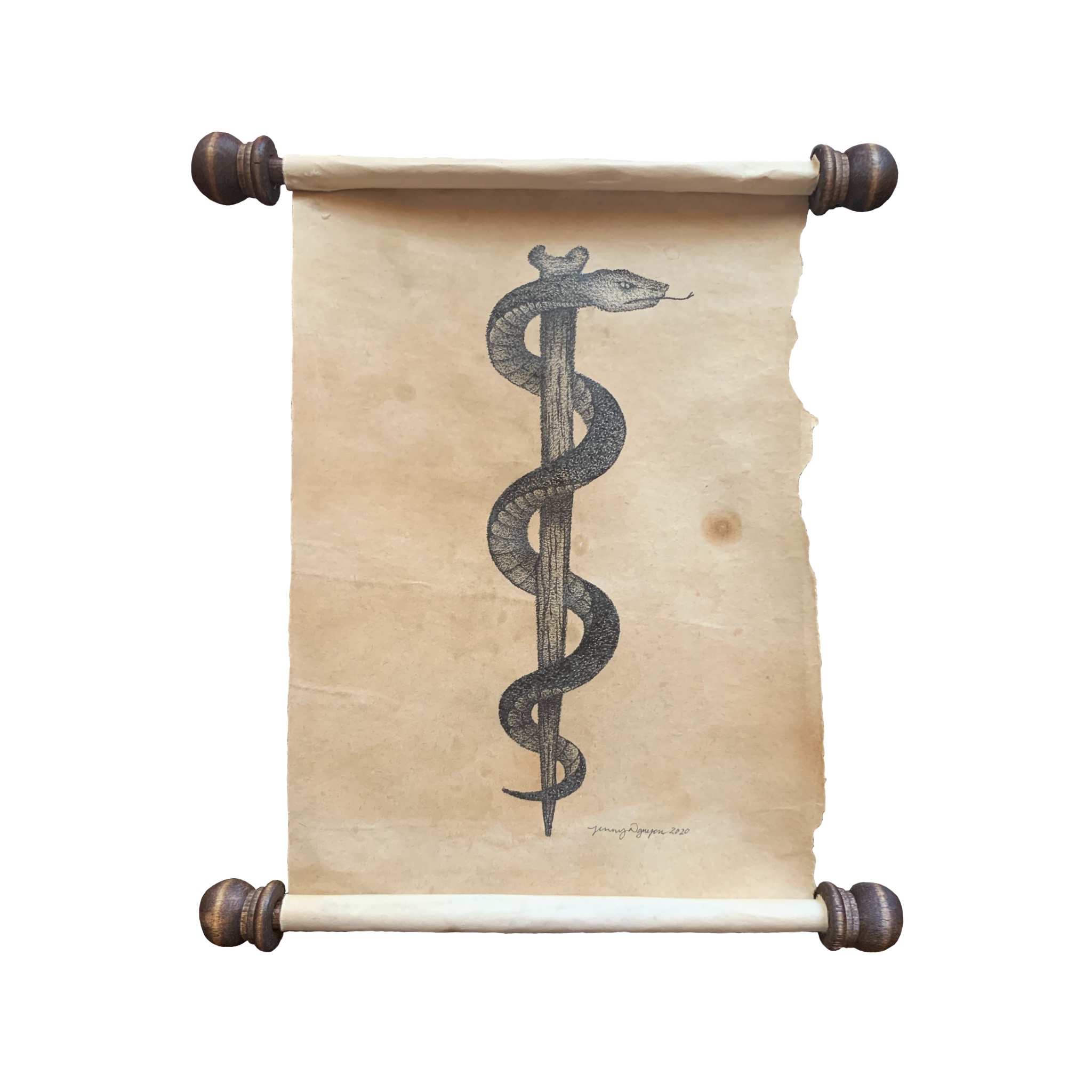 "The Rod of Asclepius" Scroll - 8x10 · third eye designs · Online Store ...